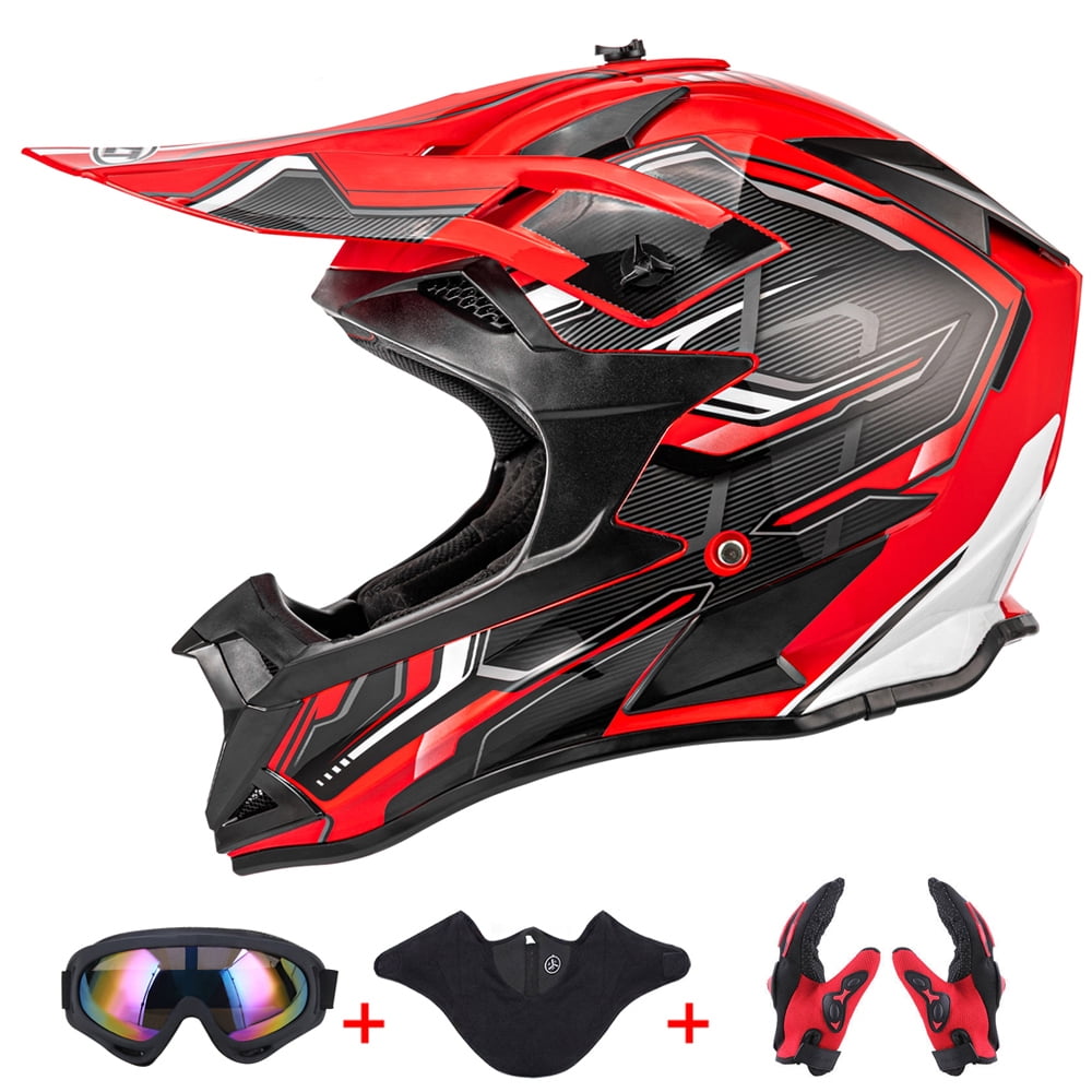 Oumurs Motocross Dirt Bike Helmet, Open Face, Red, Unisex Adult XL ...
