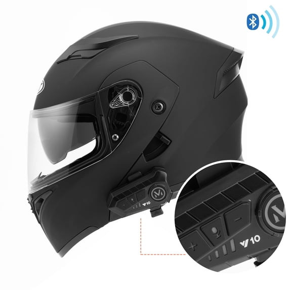 Open Box Oumurs Motorcycle Bluetooth Modular Full Face Dual Visor Flip ...