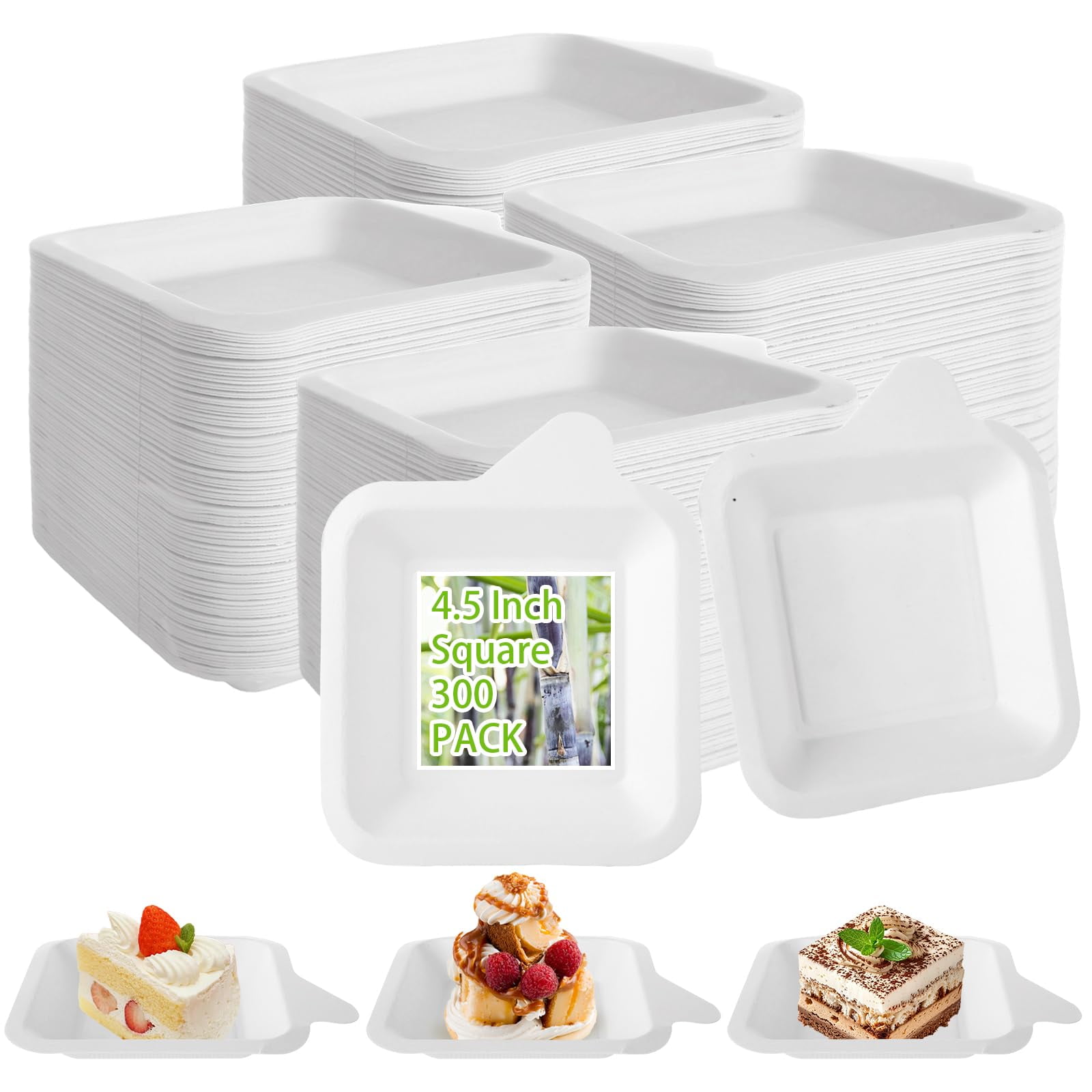 Oungy 300 PCS MMF7 Paper Plates 4 Inch Disposable Plates White Square ...