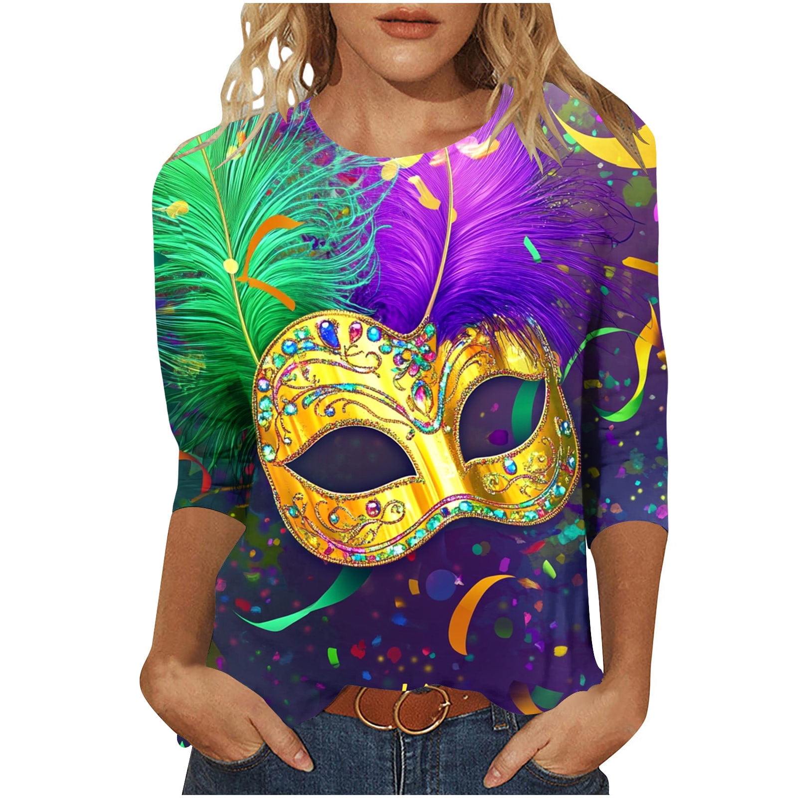 Ounisa Mardi Gras Shirts for Women Rave Carnival Outfits Mardi Gras ...