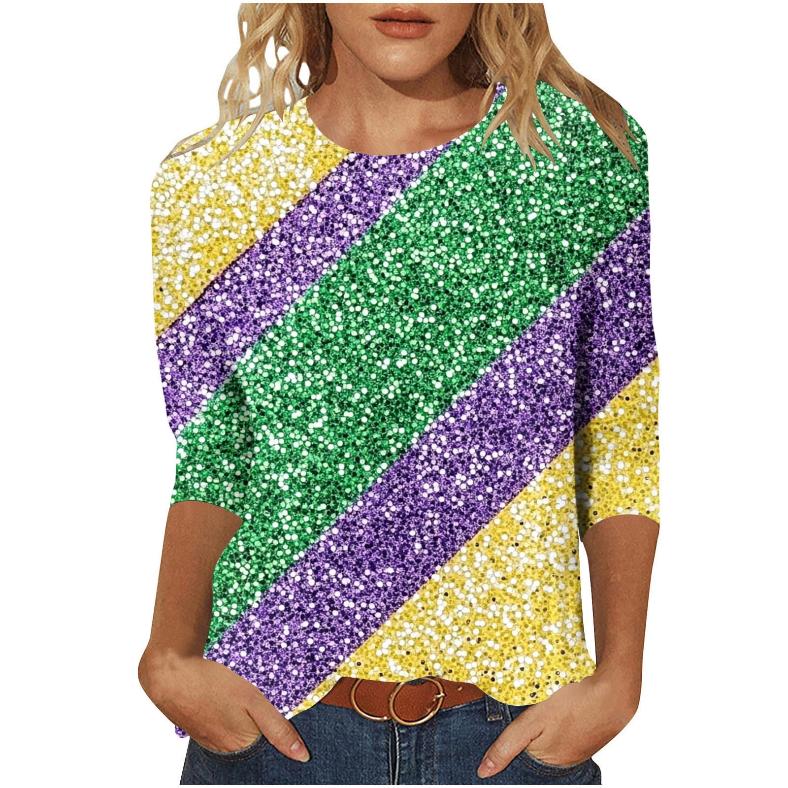 Ounisa Mardi Gras Shirts for Women Rave Carnival Outfits Mardi Gras ...