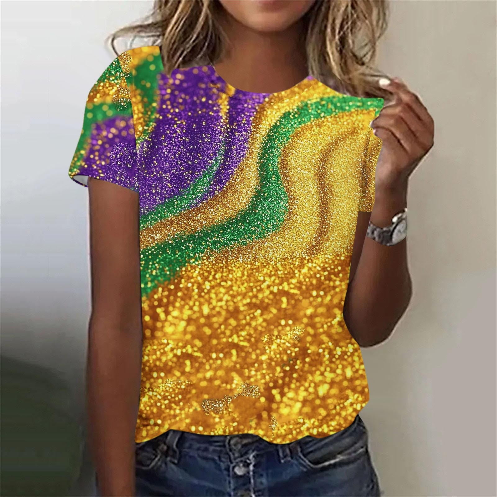 Ounisa St Patty's Day Shirt Women 2025 Casual Plus Size Short Sleeve ...