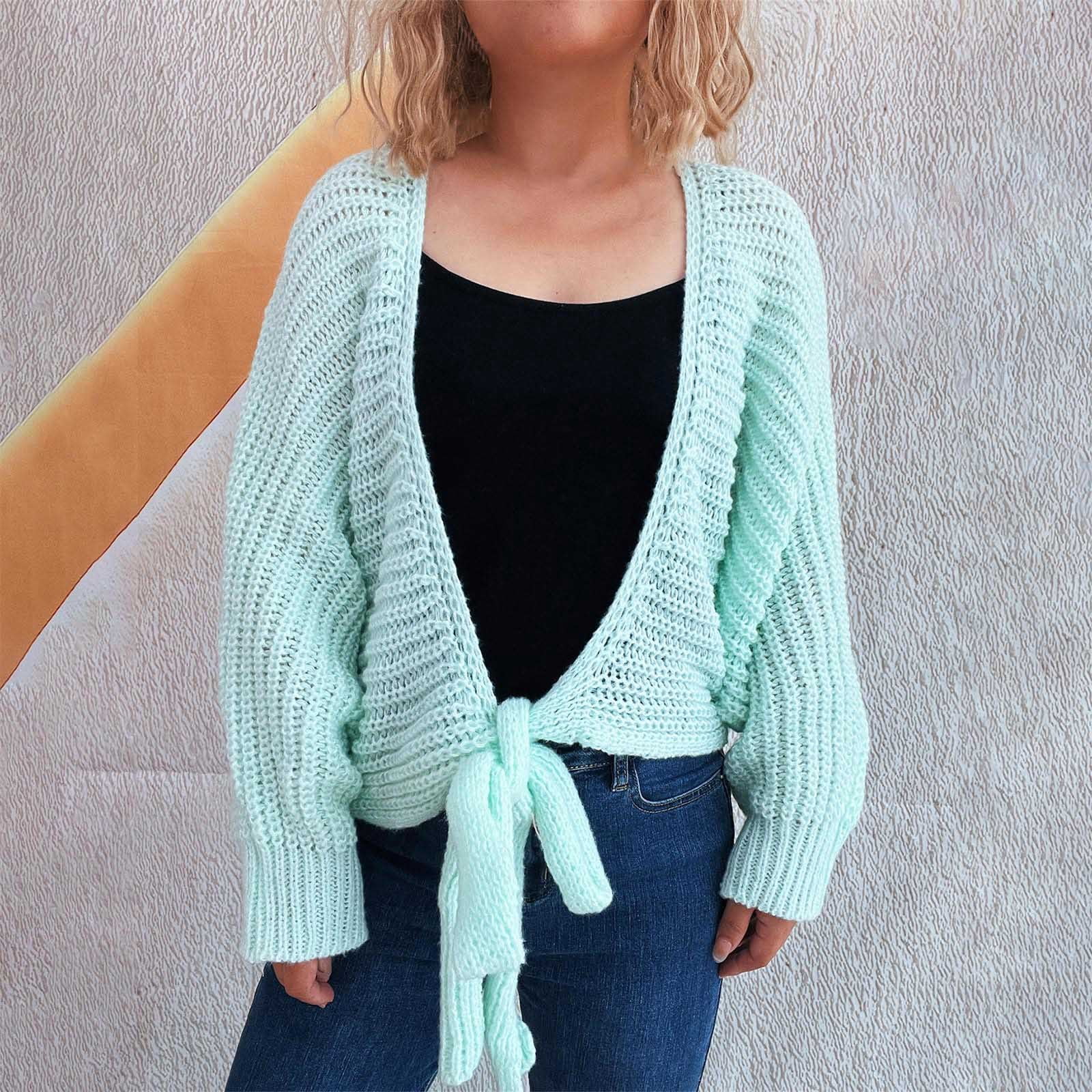 Ounisa Women's Tie Front Shrug Long Sleeve Bolero Sheer Knotted ...