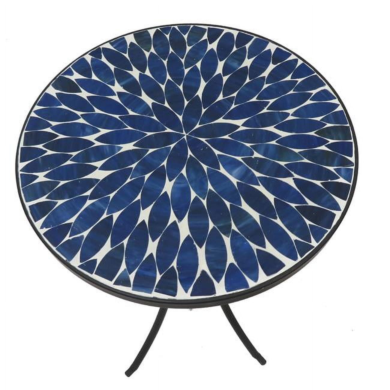 Ouootto Outdoor Patio Mosaic Side Table, 14 in. Round Concrete Tile Top ...