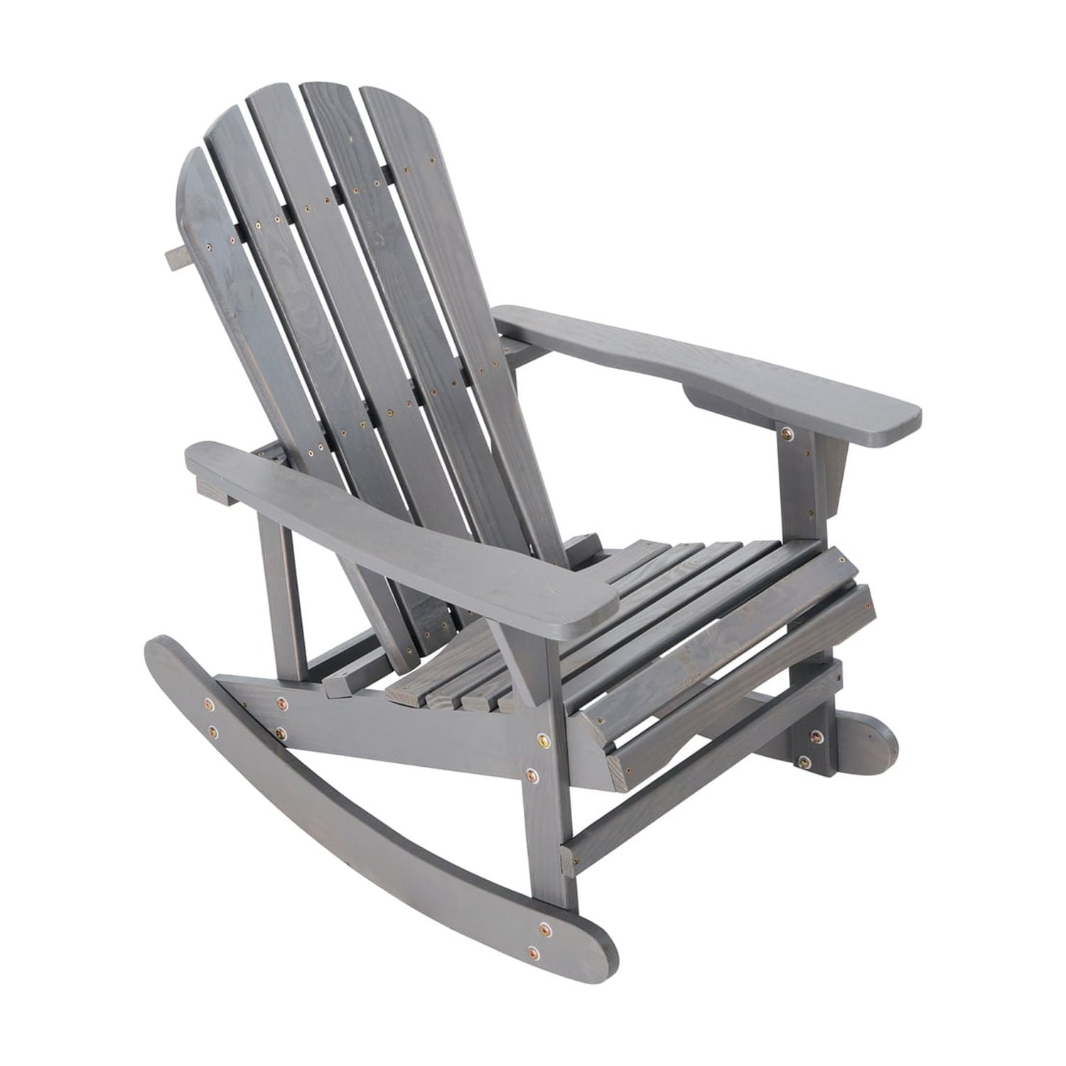 Ouootto Wood Outdoor Rocking Chair, Dark Grey - Walmart.com