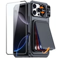 Oupeigar for iPhone 16 Pro Max Luxury Wallet Case,with Tempered Glass ...