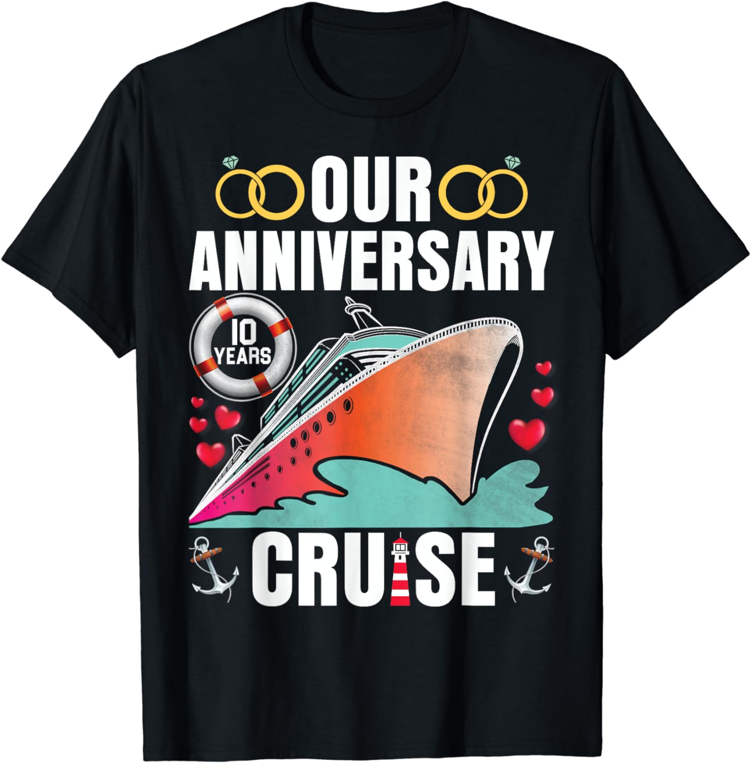 Our 10 Years Anniversary Cruise Husband Wife Couple Matching T-Shirt ...