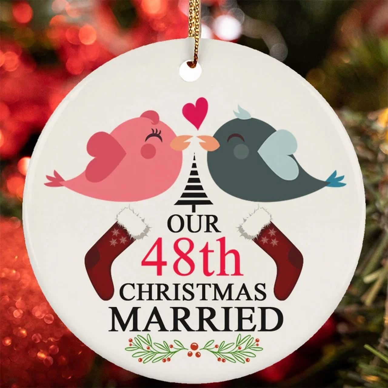 Our 48th kriStmAs Married Ornament Bird Couple 48 Year Anniversary 1PC ...