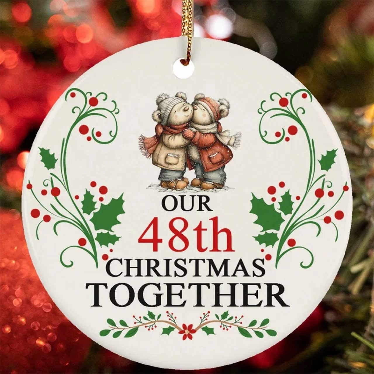 Our 48th kriStmAs Together Ornament Bear Couple 48 Year Anniversary 1PC ...