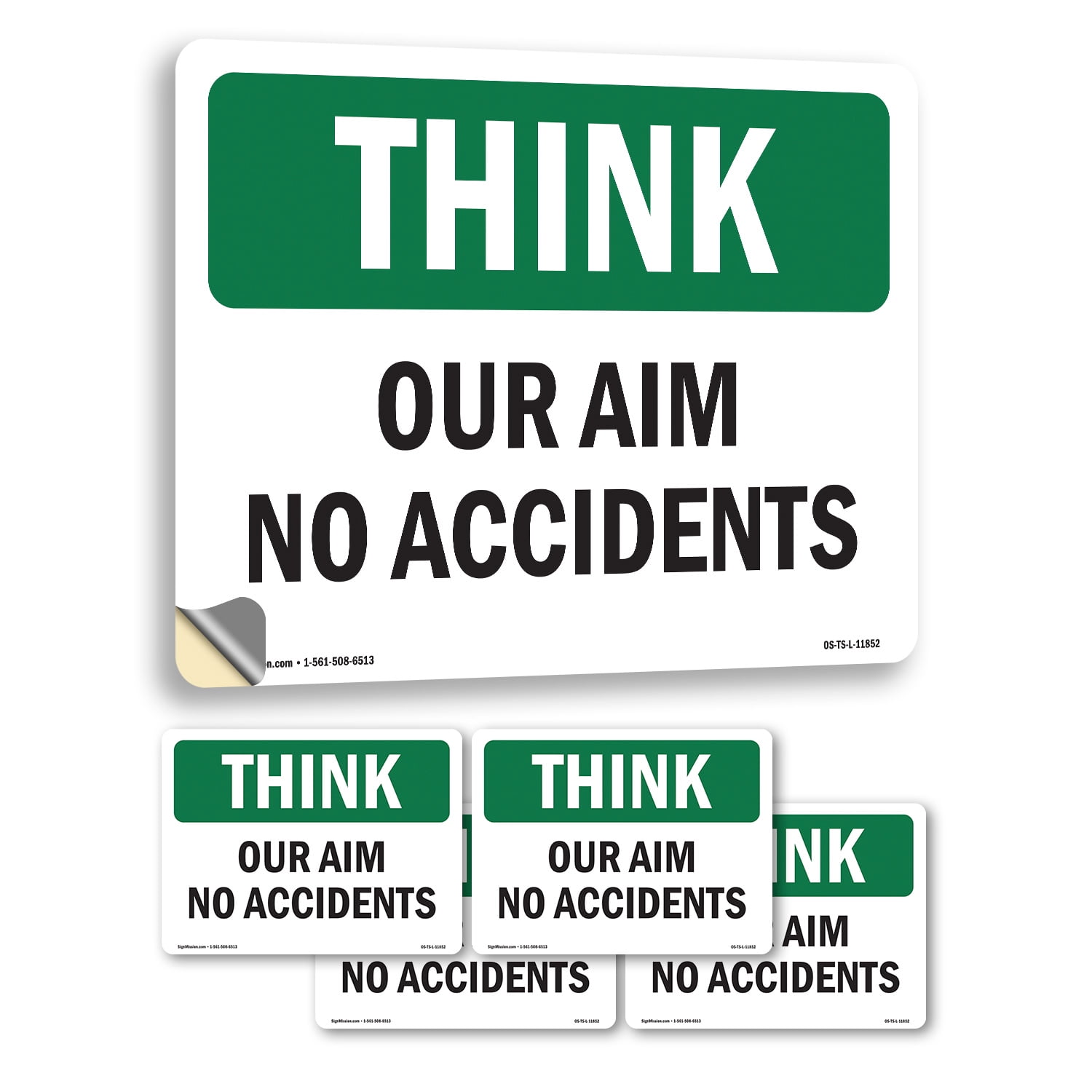 Our Aim No Accidents OSHA Think Vinyl Decal Label 7 Inch x 5 Inch - 5 ...
