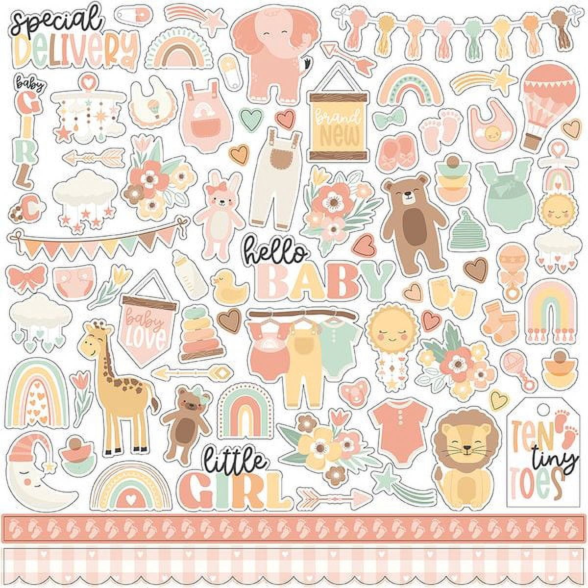 Our Baby Girl Cardstock Stickers 12"X12"-Elements - Walmart.com