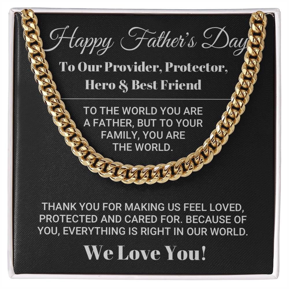 Our Dad Our World Father's Day GIft, Cuban Link Chain, Stainless Steel ...
