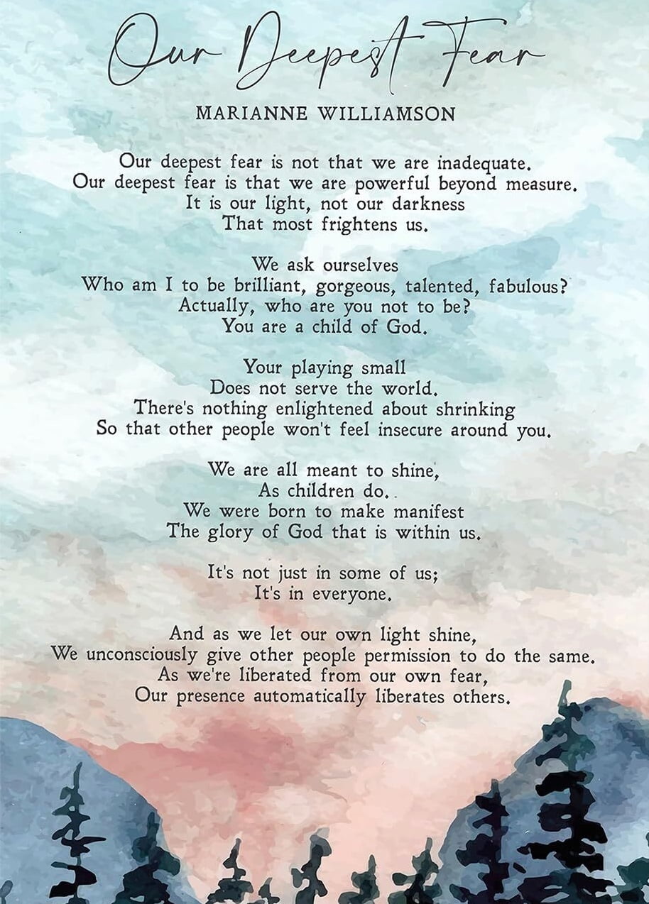 Our Deepest Fear Poem Wall Art poster Modern Family Poster on Bathroom ...