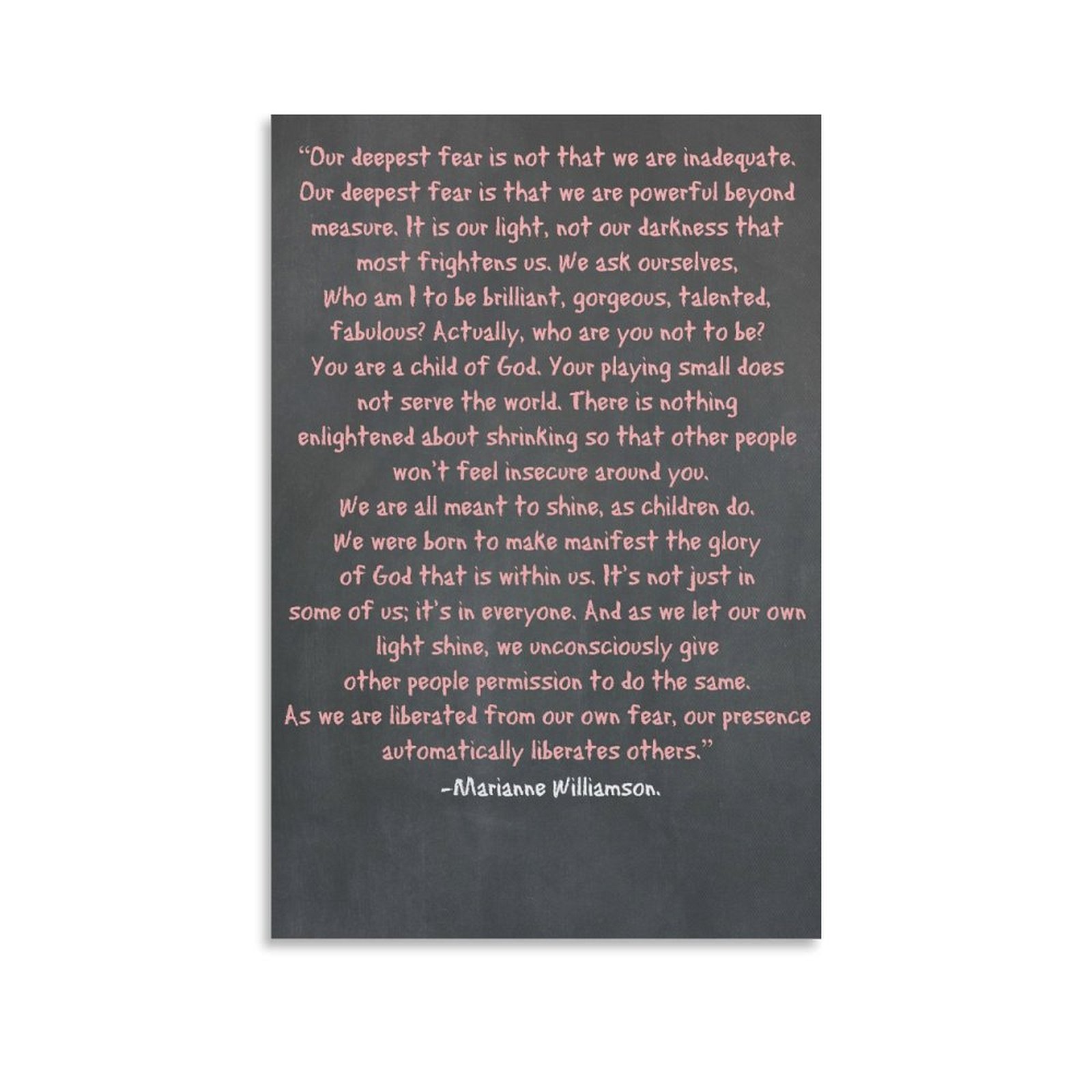 Our Deepest Fear Spiritual Marianne Williamson A Return to Love Home Decor Poster Wall Art ...
