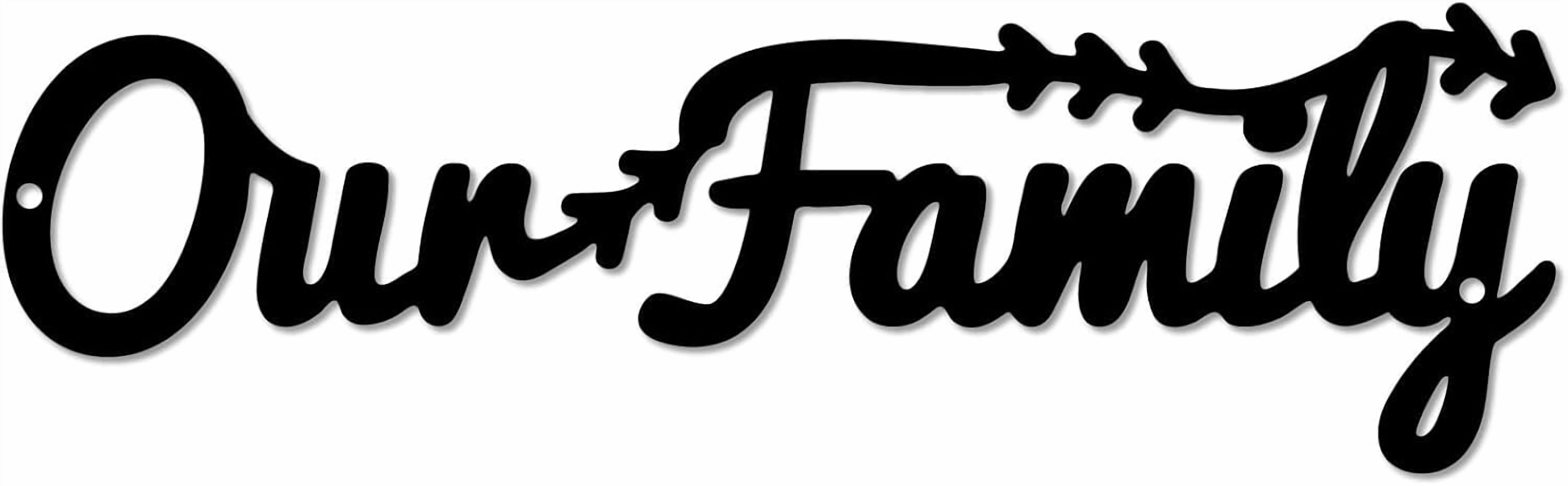 Our Family Metal Sign Black Iron Wall Art Decor Cursive Word Wall ...