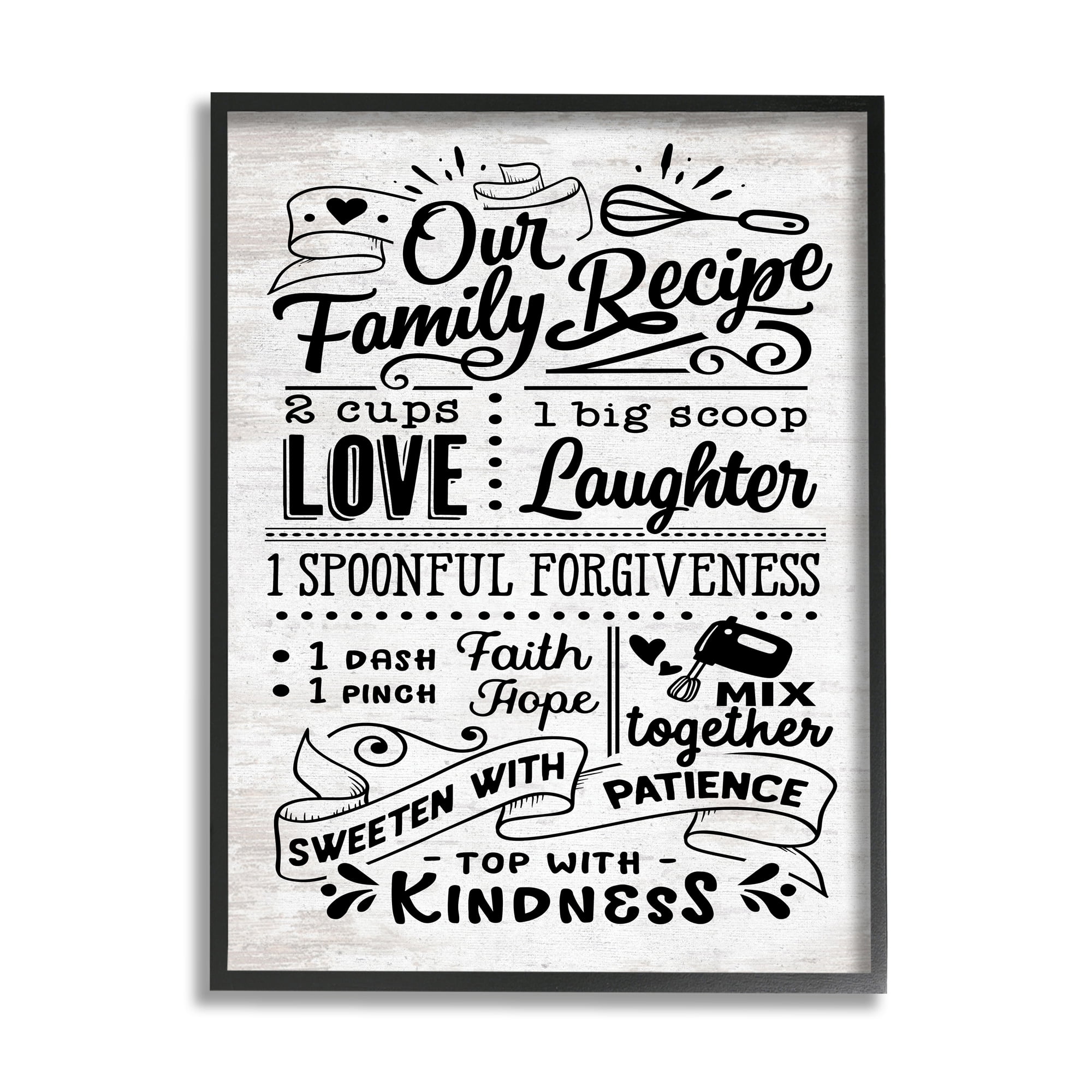 Our Family Recipe Motivational Kitchen Phrases Life Ingredients 16 in x ...
