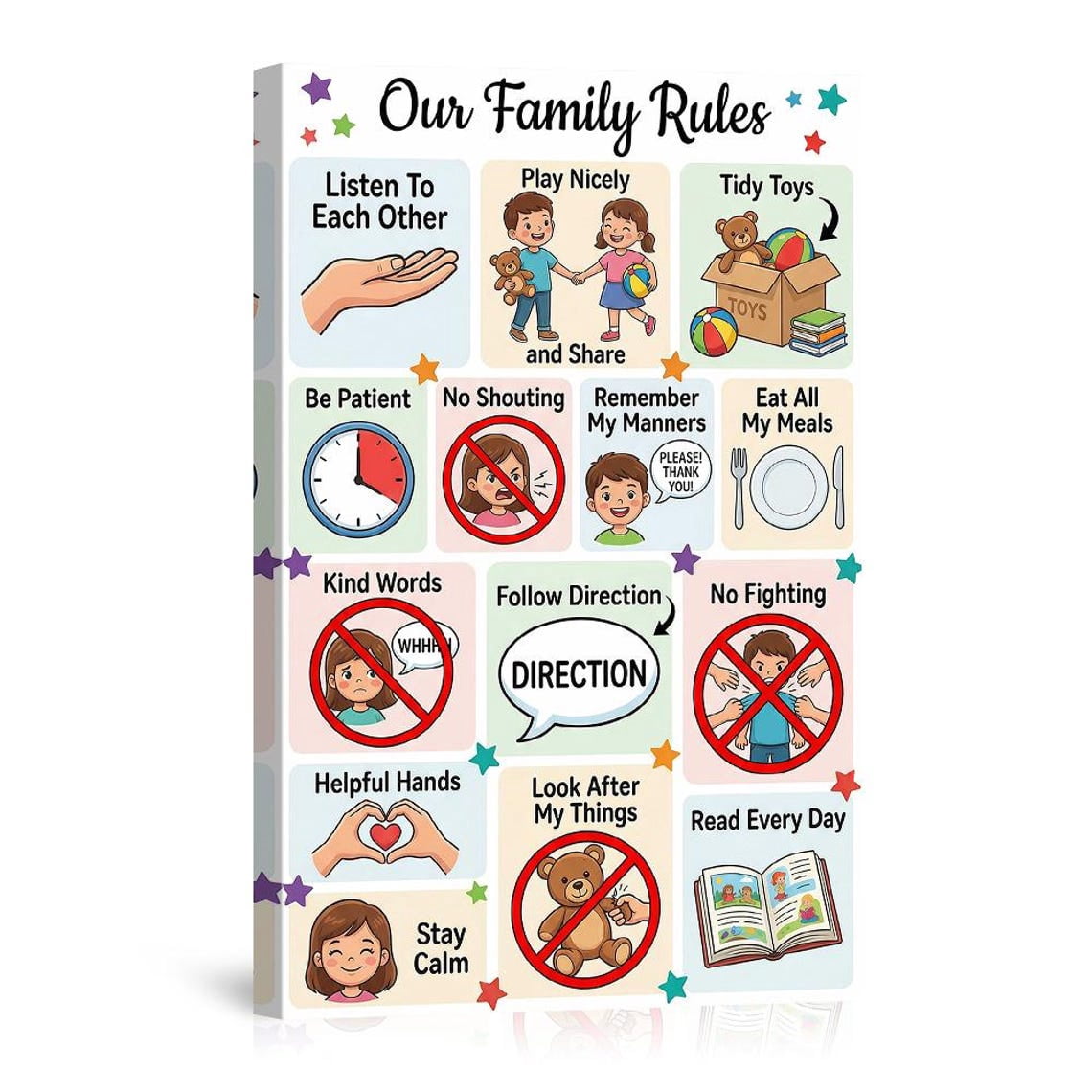 Our Family Rules Educational Positive Behavior Chart For Playroom ...