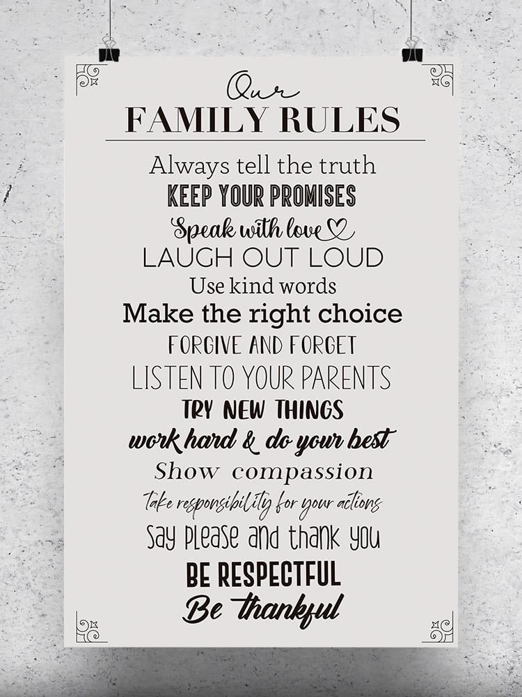 Our Family Rules Poster - Smartprints Designs, - Walmart.com