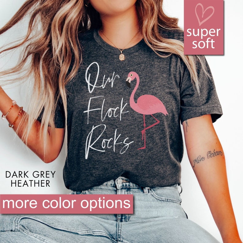 Our Flock Rocks Flamingo Shirt, Flamingo Gift, Hello Summer Tee, Unisex ...