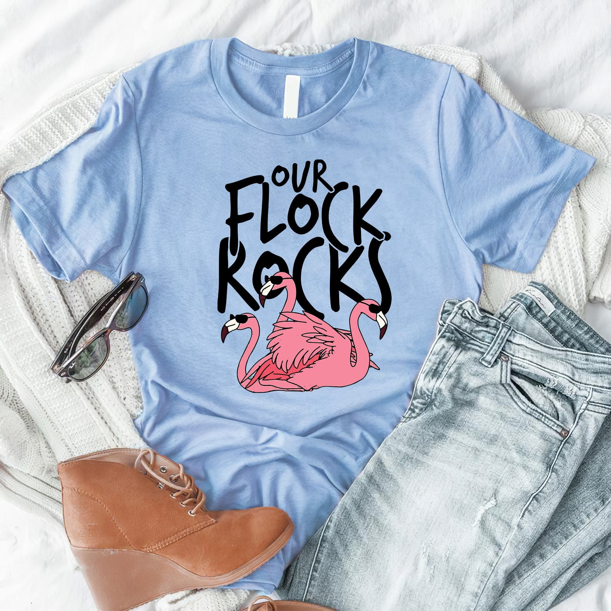 Our Flock Rocks Flamingo Shirt, Flamingo Shirt, Flamingo Gift, Hello ...