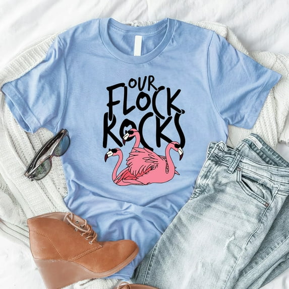Our Flock Rocks Flamingo Shirt, Flamingo Shirt, Flamingo Gift, Hello ...