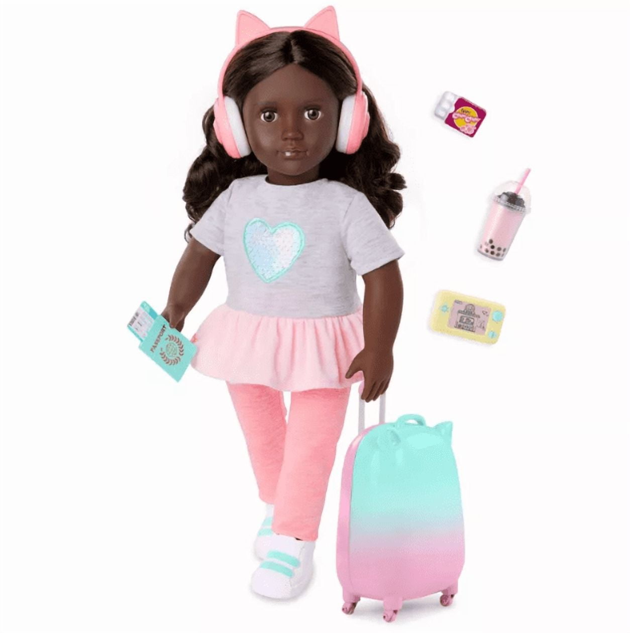 Our Generation 18" Doll with Luggage and Travel Accessories Set ...