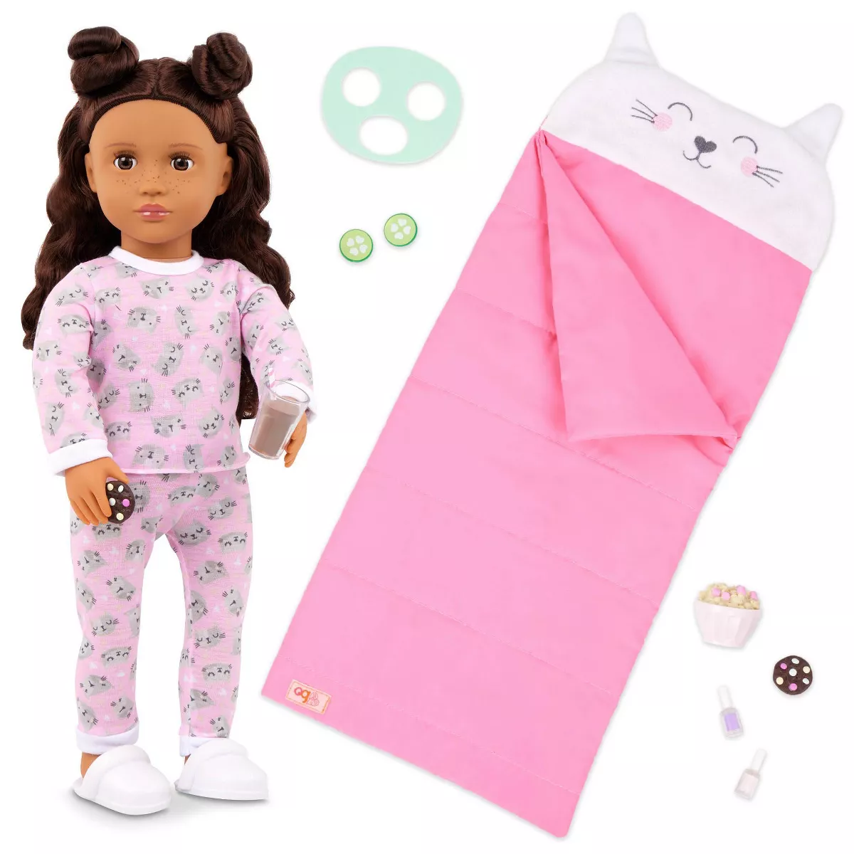 Our Generation Larissa 18'' Slumber Party Doll Sleeping Bag & Sleepover ...