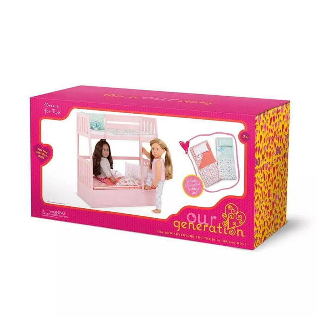Our Generation Pink Bunk Beds Accessory Set for 18" Dolls - Walmart ...