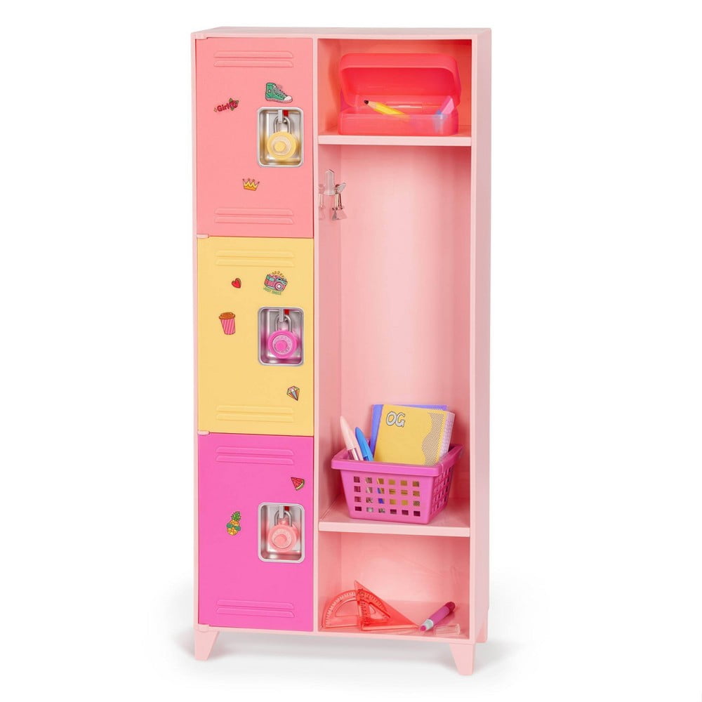 Our Generation School Spirit Pink Locker & Supplies Accessory Set for ...