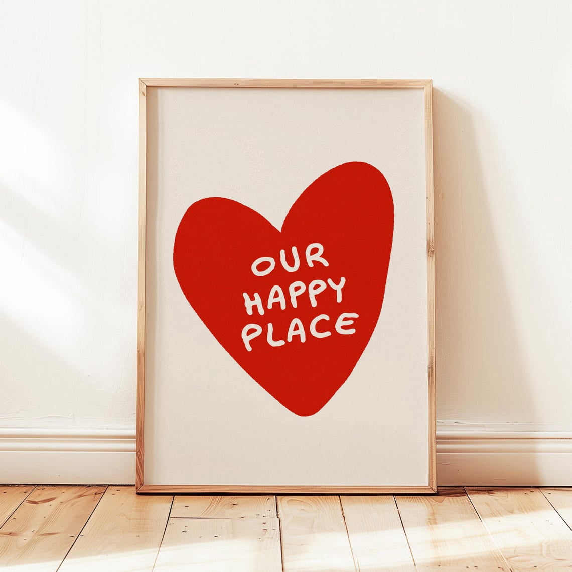 Our Happy Place Poster Heart Couple Love Bedroom Home Wall Art Decor ...