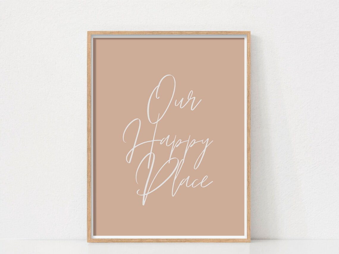 Our Happy Place Poster Typography Wall Art Boho Minimalist Arthome Sign ...