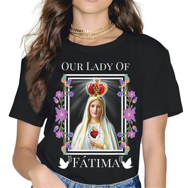 Our LADY of FATIMA Purple Flower Border Tees - Walmart.com