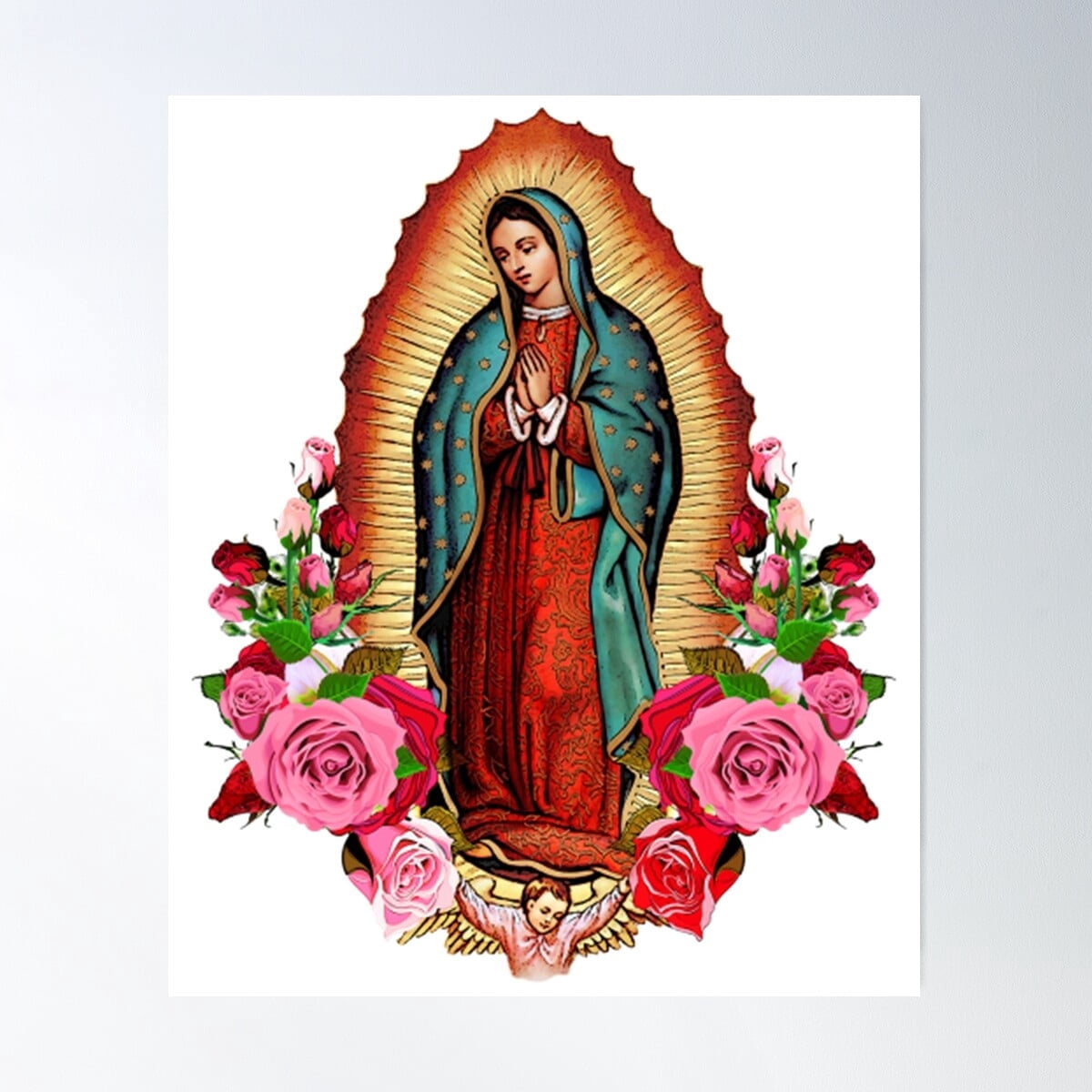 Our Lady Of Guadalupe Virgin Mary Poster Wall Art, UNFRAMED PAPER ...