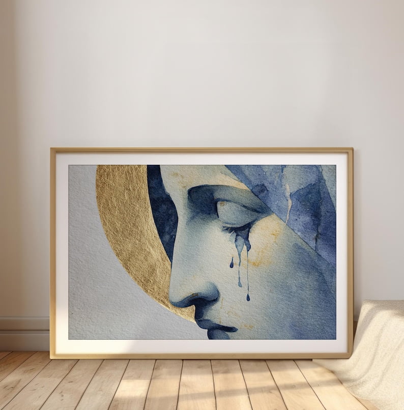 Our Lady Of Sorrows – Minimalist Mary Watercolor, Digital Catholic Wall ...