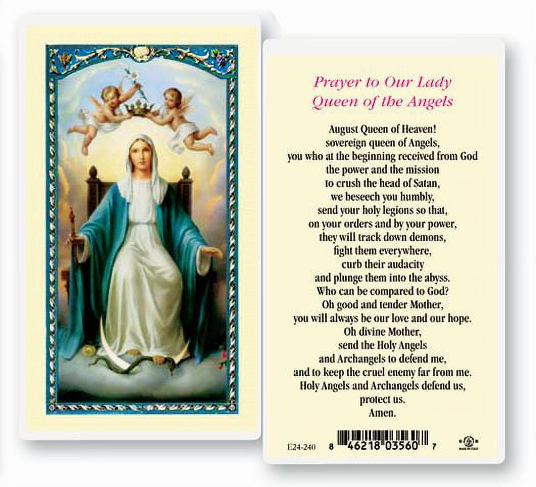 Our Lady Queen of Angels Laminated Catholic Prayer Holy Card with Prayer on Back, Pack of 25 ...