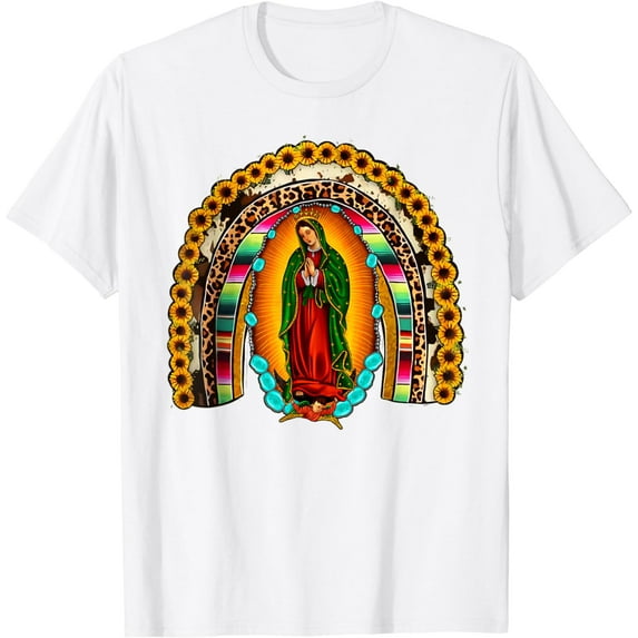 Our Lady Virgen De Guadalupe Virgin Mary Madre Mía Rainbow T-Shirt ...