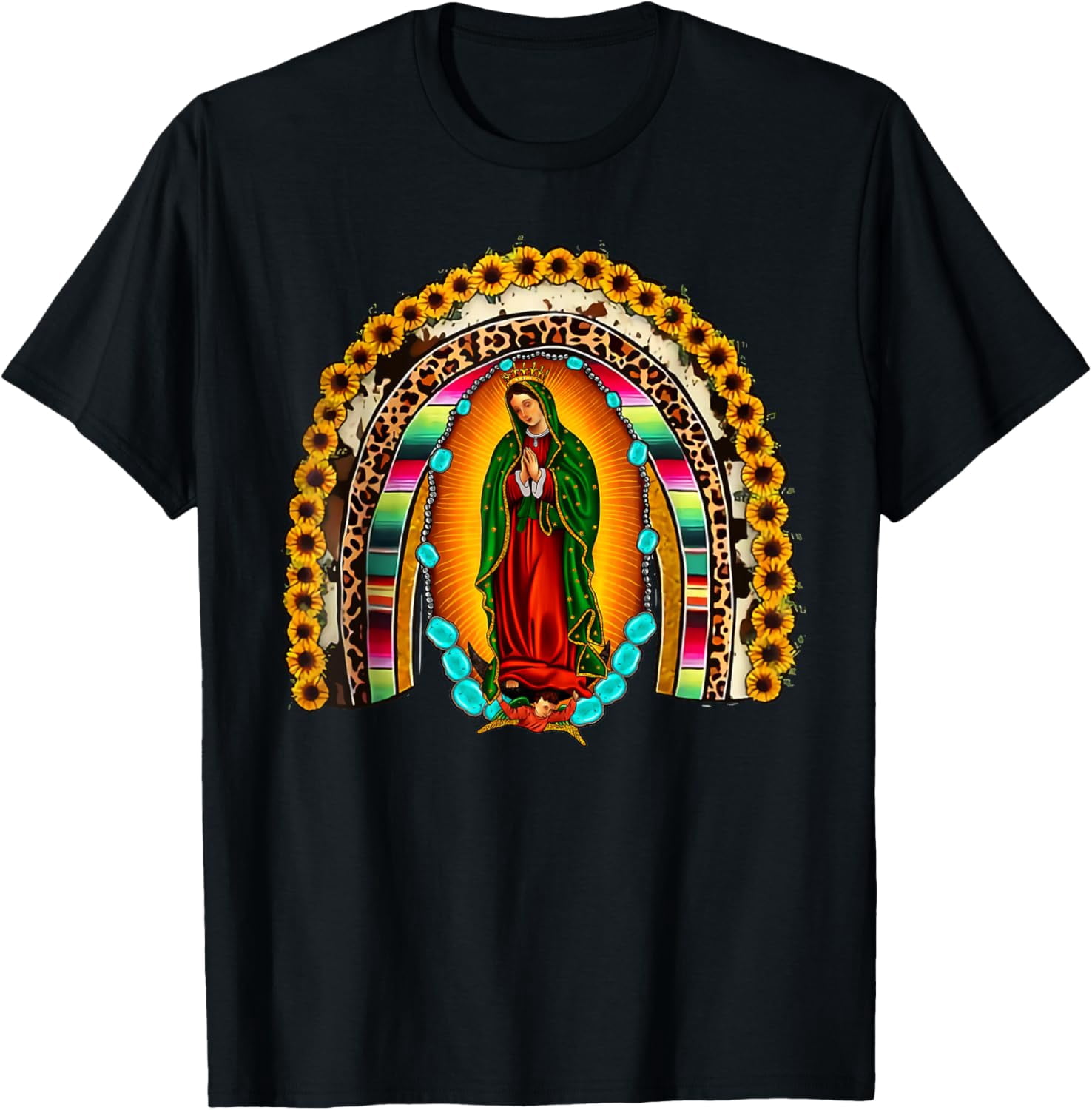 Our Lady Virgen De Guadalupe Virgin Mary Madre Mía Rainbow T-Shirtmen ...