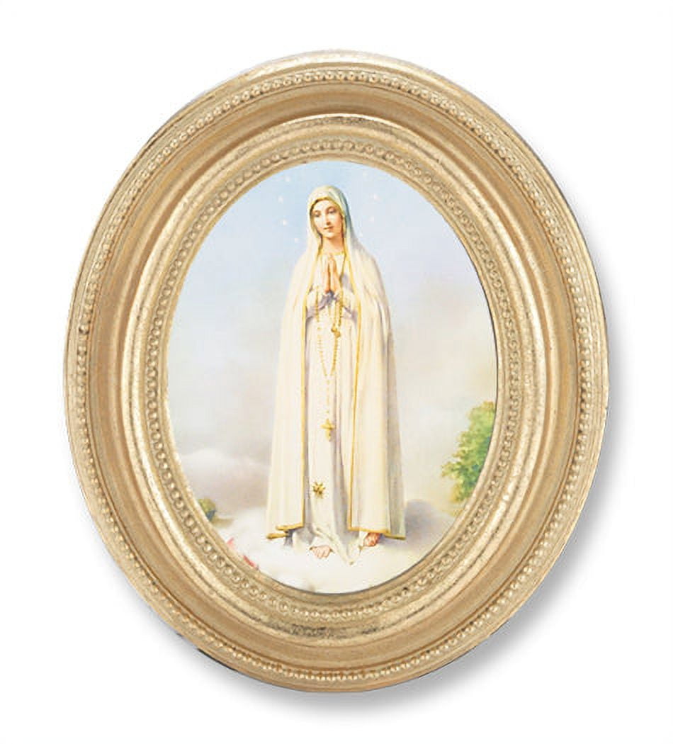 Our Lady of Fatima Picture Framed Print Small, Oval Gold-Leaf Frame ...