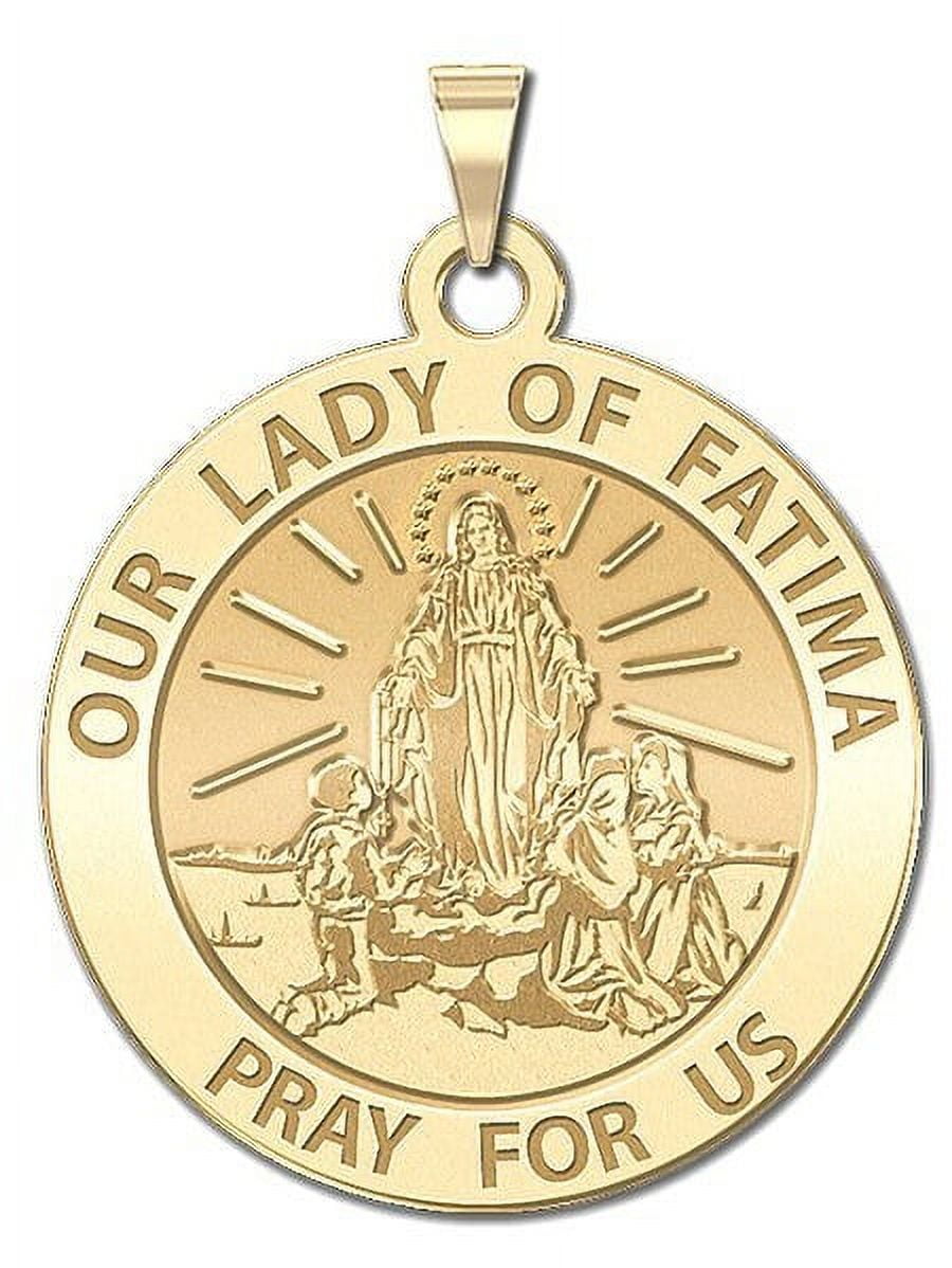 Our Lady of Fatima Religious Medal - 2/3 Inch Size of Dime, Solid 14K ...