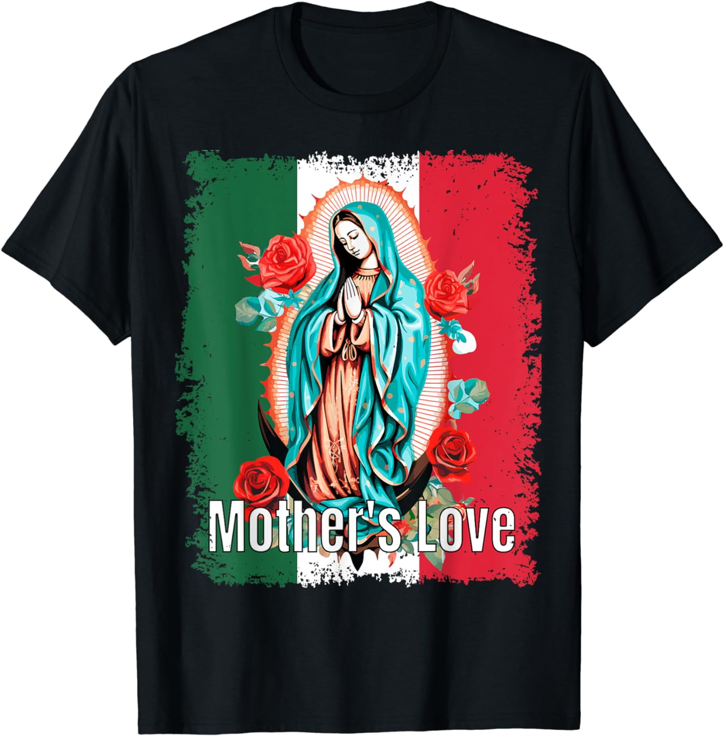 Our Lady of Guadalupe Mexico Flag Vintage Cotton T-Shirt - Walmart.com