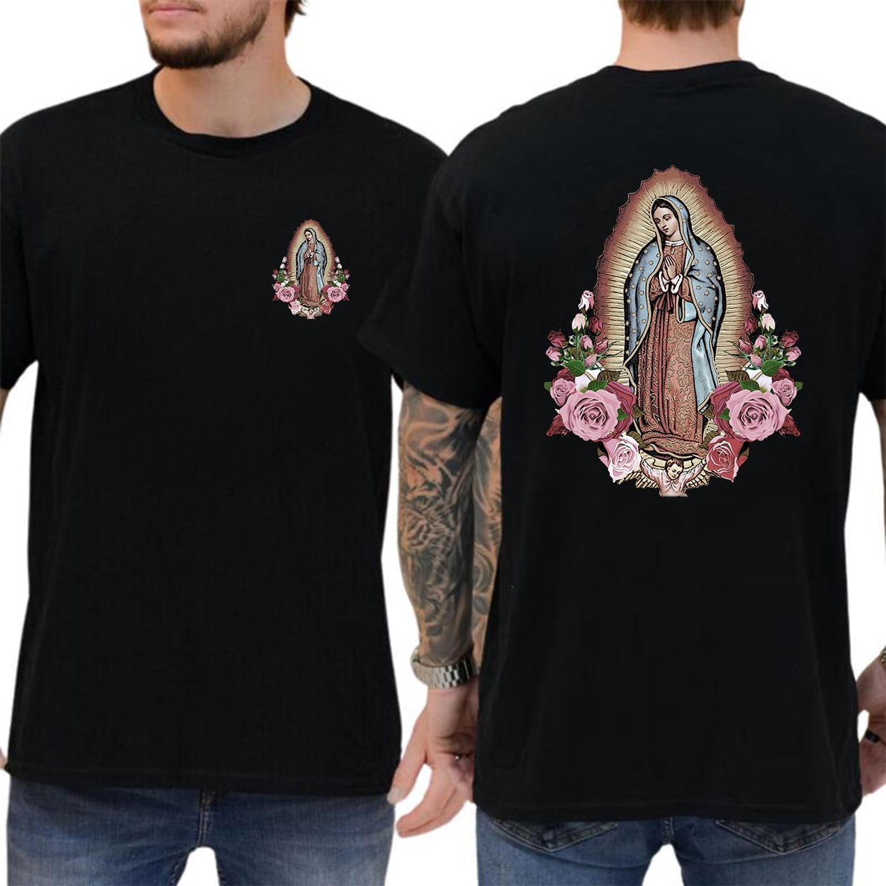 Our Lady of Guadalupe T-Shirt – Catholic La Virgen Graphic Tee, Virgin ...