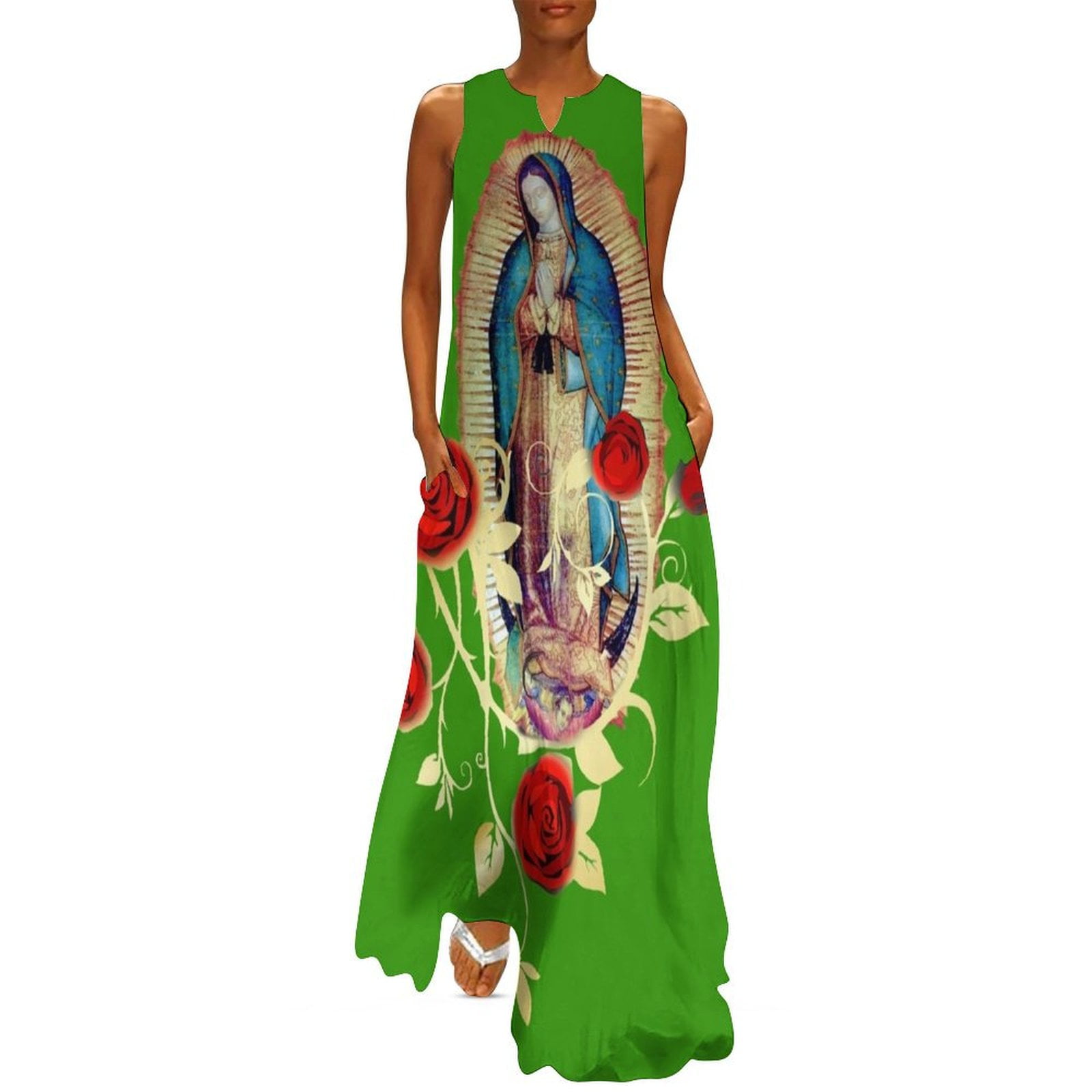 Our Lady of Guadalupe Virgen Maria Tilma Red Roses 120 Long Dress Dress ...