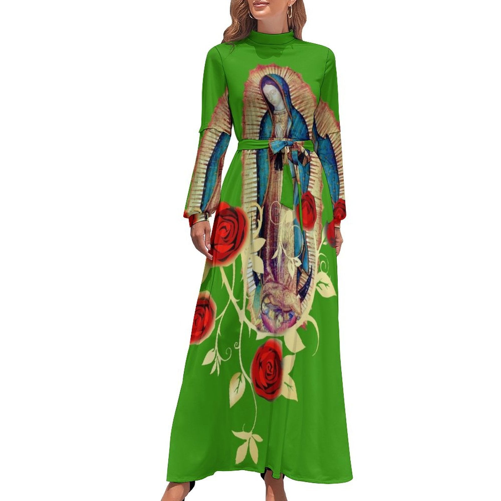 Our Lady of Guadalupe Virgen Maria Tilma Red Roses 120 Long Dress ...