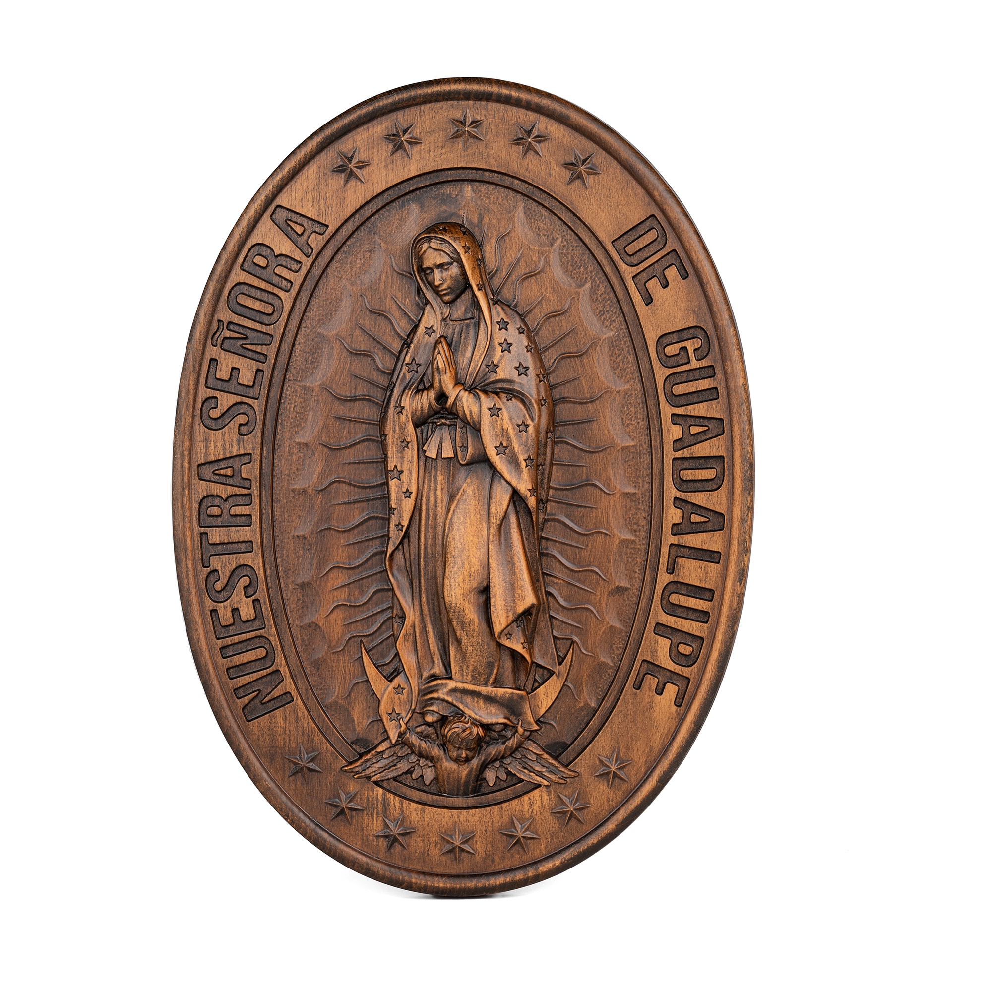 Our Lady of Guadalupe Virgin Mary Statue Oval Catholic Medal Religious ...