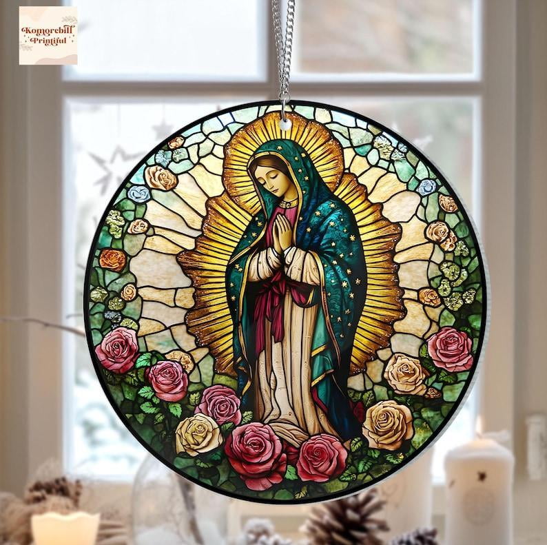 Our Lady of Guadalupe Window Hanging, Religious Home Decor, Virgin Mary ...