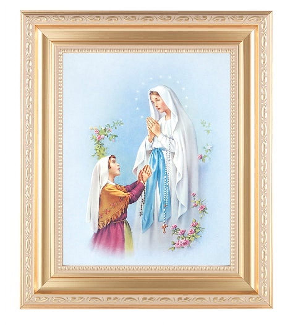 Our Lady of Lourdes Picture Framed Wall Art Decor Large, Satin Gold ...