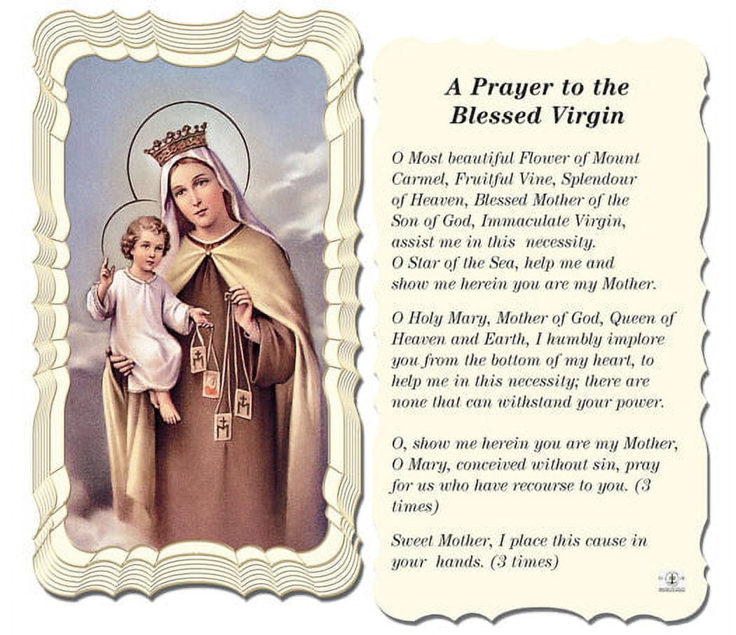 Our Lady of Mount Carmel Catholic Prayer Holy Card with Prayer on Back, Pack of 50 - Walmart.com