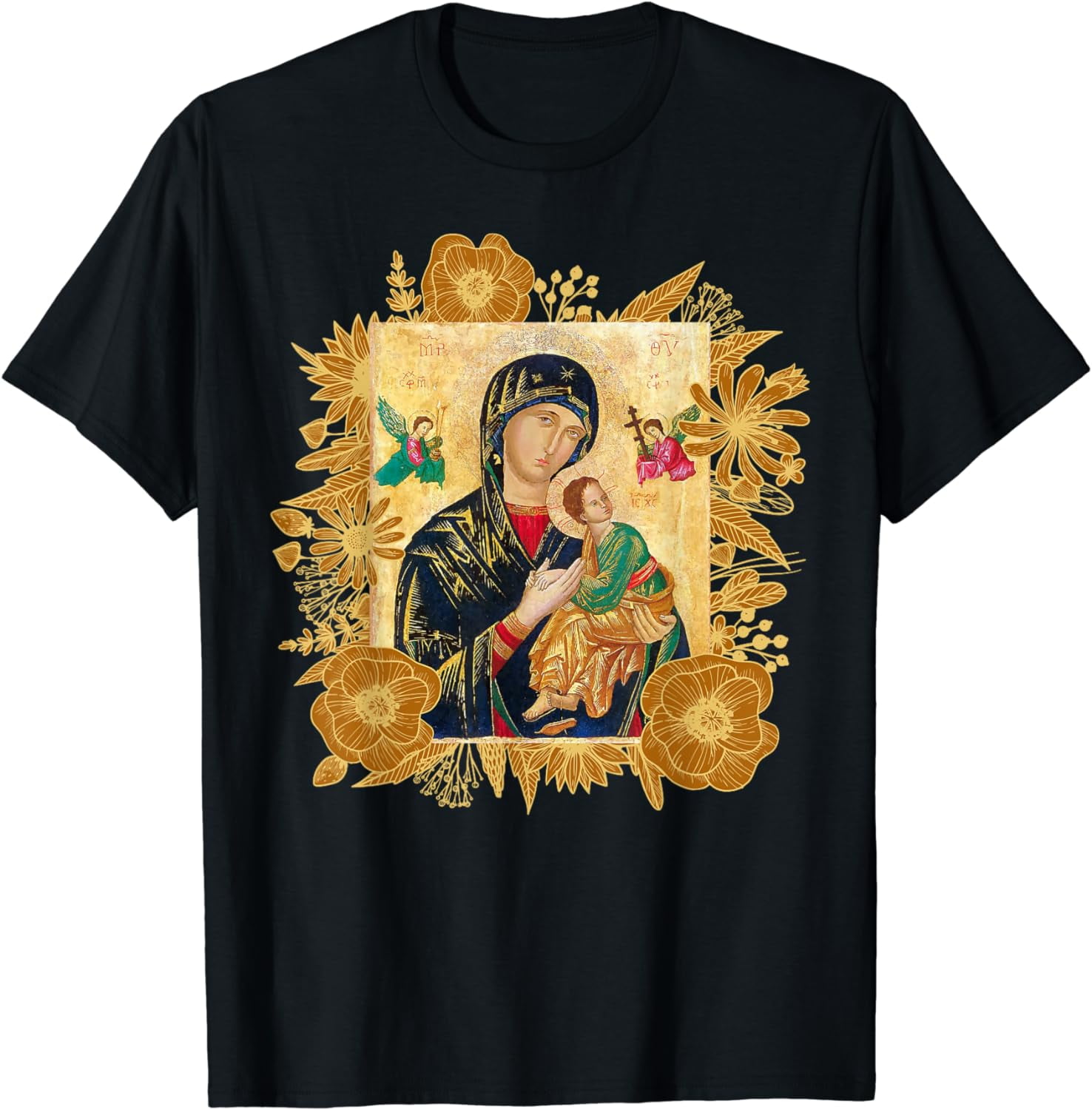Our Lady of Perpetual Help Blessed Mother Mary Catholic Icon T-Shirt ...