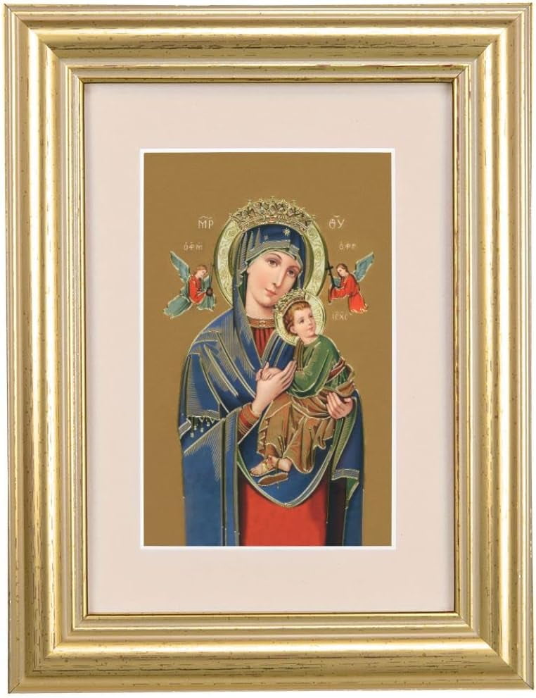 Our Lady of Perpetual Help Picture, 5"x6.5" Antique Fluted Frame ...