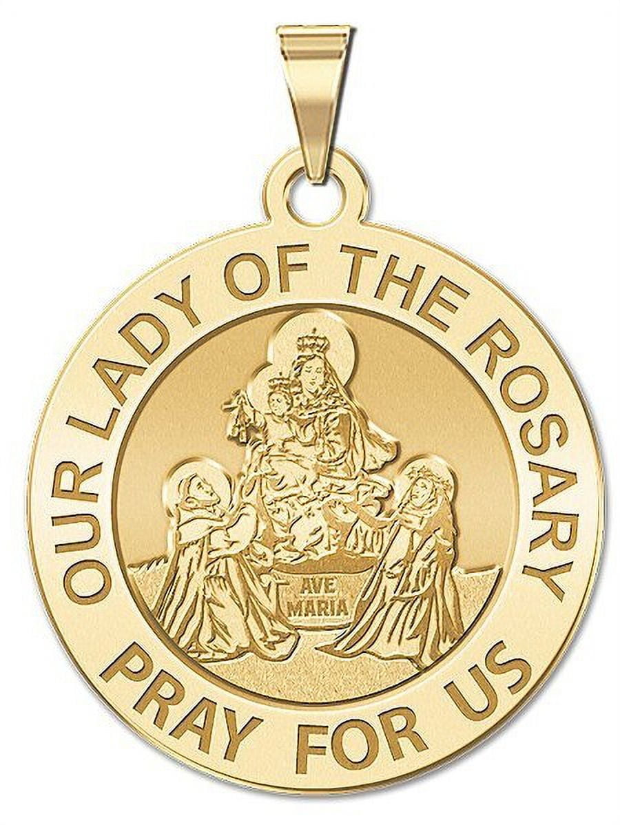 Our Lady of the Rosary Religious Medal - 2/3 Inch Size of Dime, Solid ...